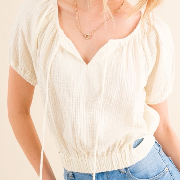 And The Why | Tops | And The Why Cotton Gauze Back Waist Tie Cropped ...